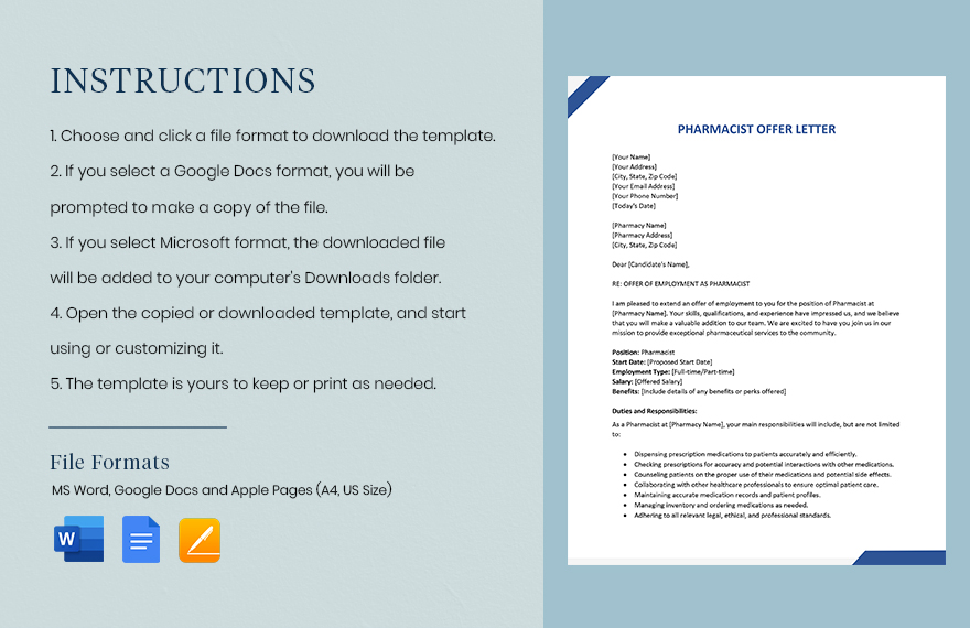Free Pharmacist Offer Letter - Download in Word, Google Docs, Apple ...