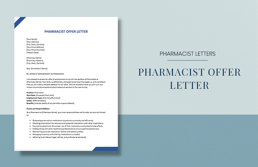 Free Pharmacist Offer Letter - Download in Word, Google Docs, Apple ...