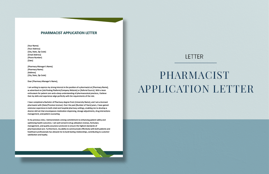Free Pharmacist Application Letter - Download in Word, Google Docs, PDF ...