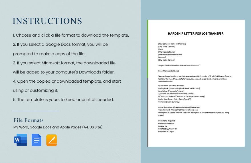 Free Hardship Letter For Job Transfer - Download in Word, Google Docs ...