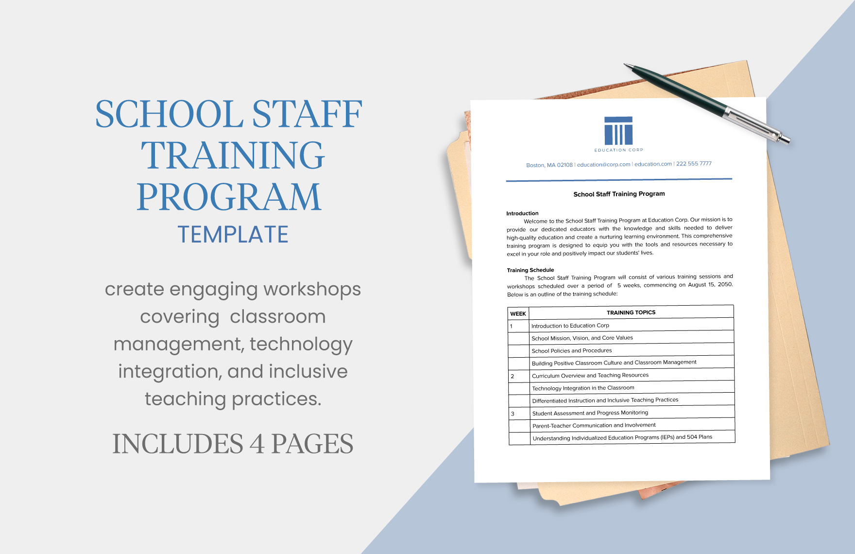 School Staff Training Program Template Download In Word Google Docs PDF Template