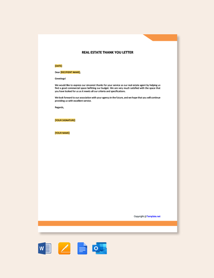 Real Estate Thank You Letter Template - Google Docs, Word | Template.net
