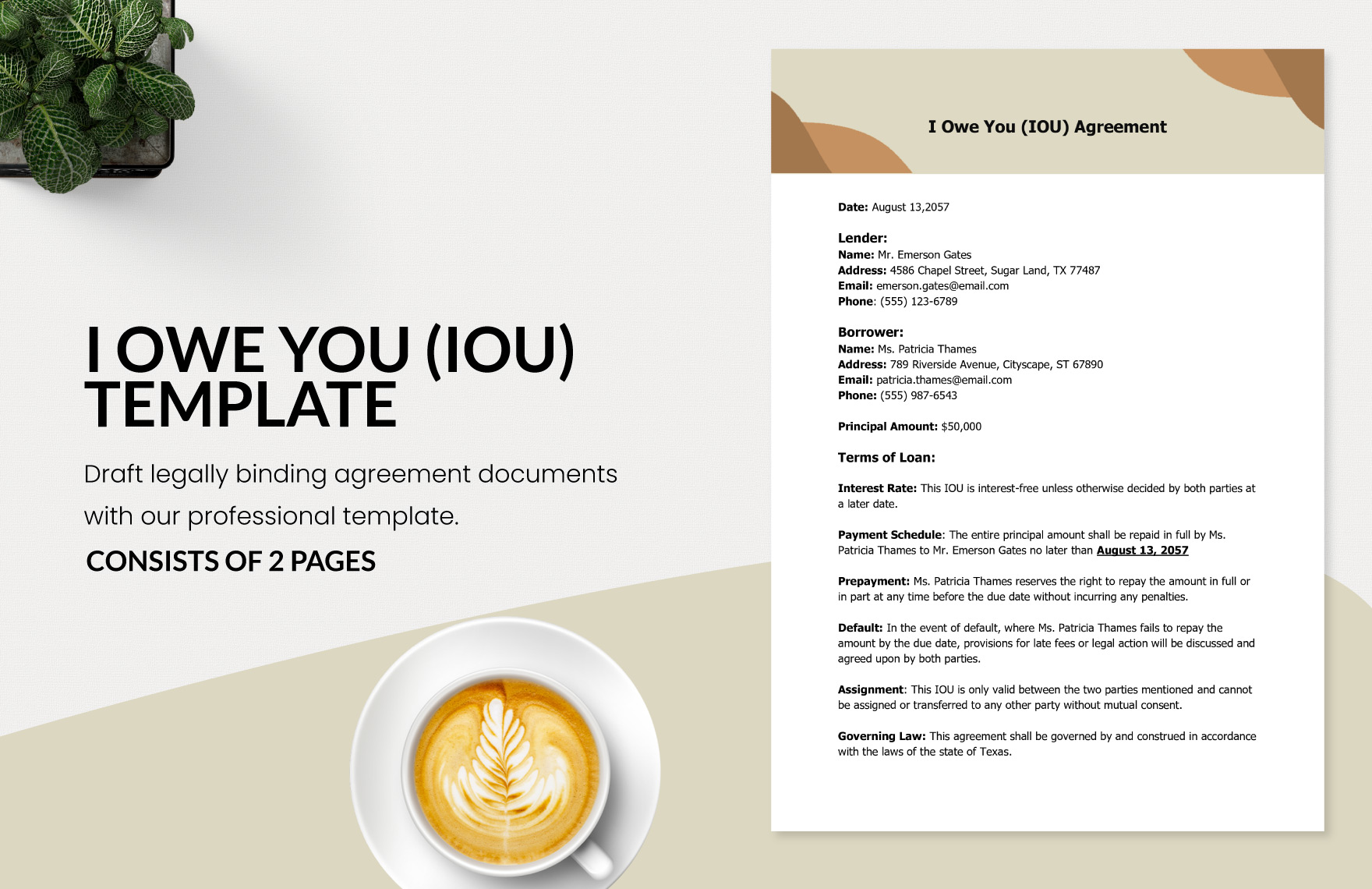 I Owe You iou Template In Word PDF Google Docs Download