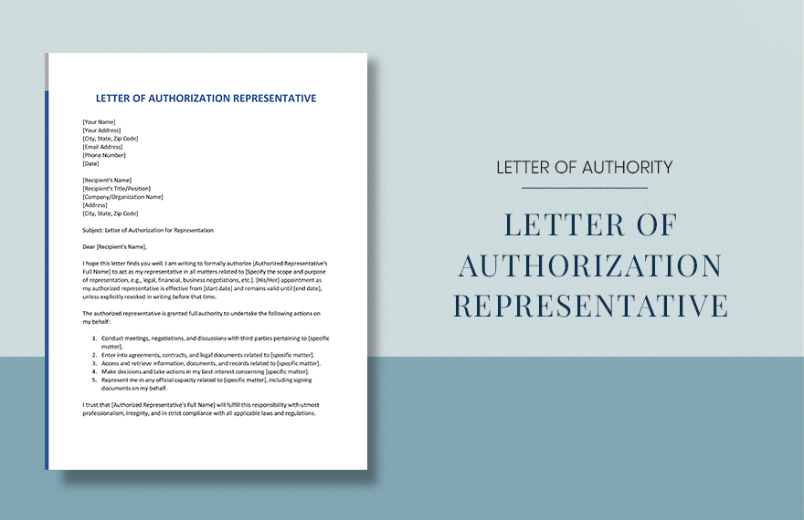 Free Letter of Authorization Representative - Download in Word, Google ...