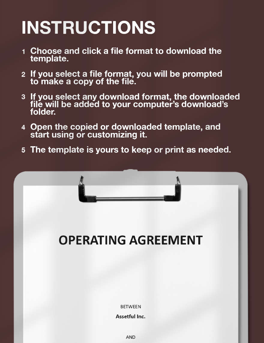 Operating Agreement Template - Google Docs, Word, Apple Pages ...