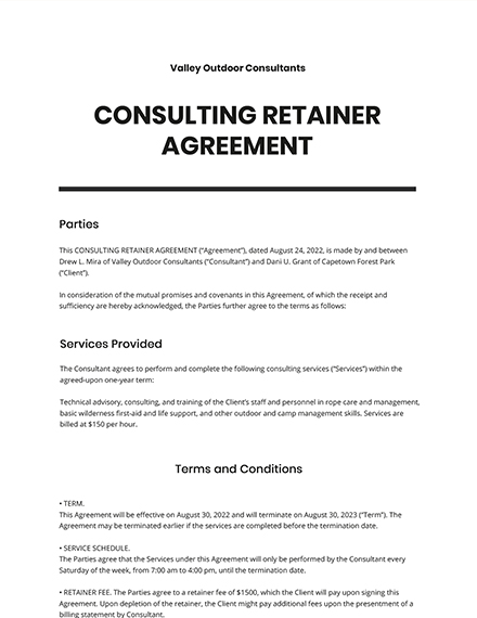 Simple Consulting Agreement Template Google Docs Word Apple Pages 