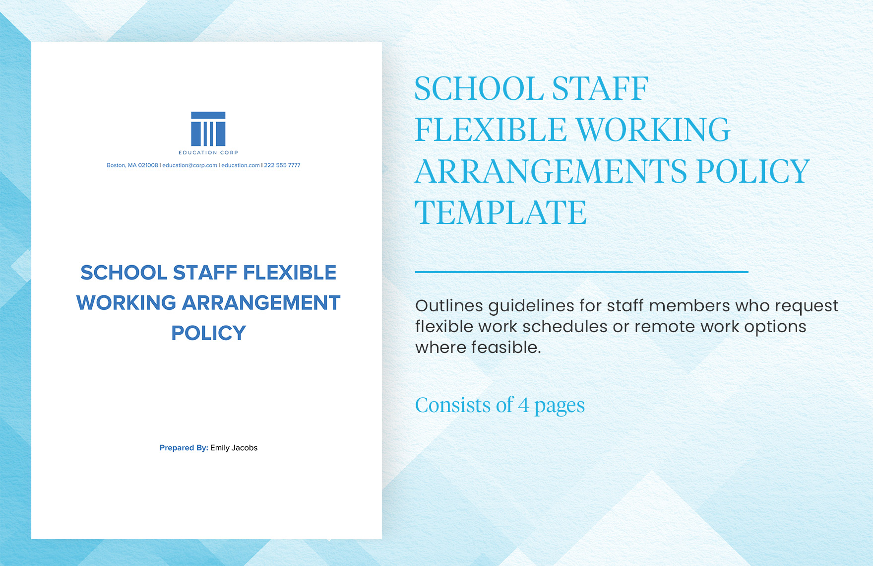 School Staff Flexible Working Arrangements Policy Template Download 