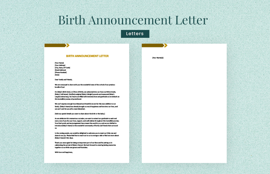 Free Birth Announcement Letter Download In Word Google Docs 