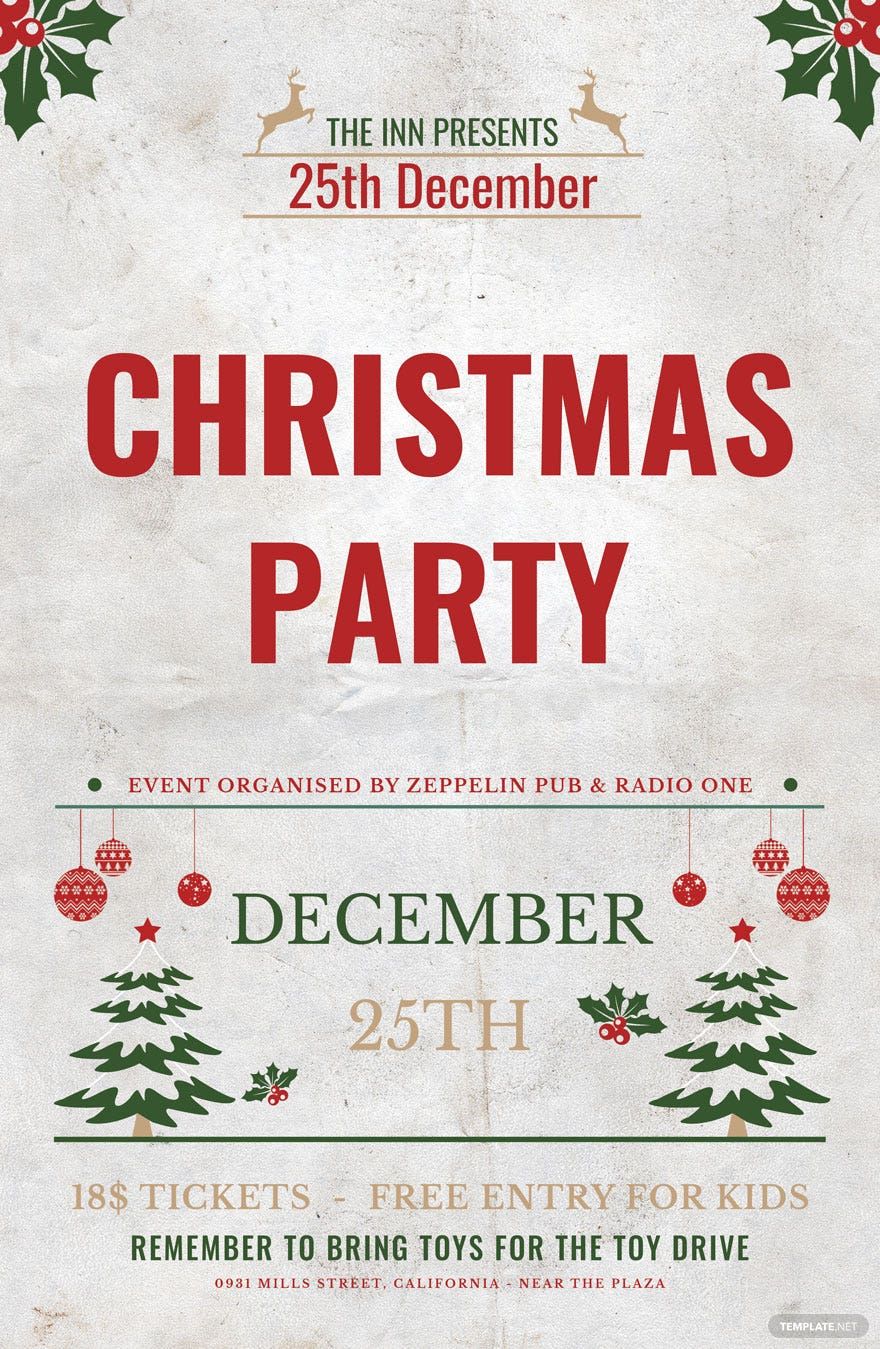 Christmas Announcement Poster Template Apple Pages PSD Template