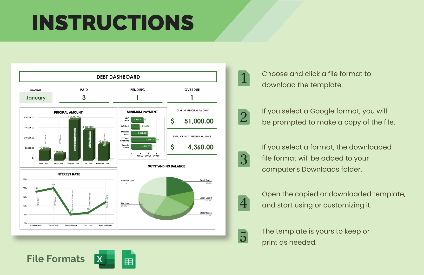 Debt Dashboard Spreadsheet Template - Download in Excel, Google Sheets ...