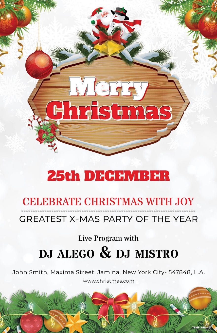 Happy Christmas Poster EPS Google Docs Illustrator JPG Word PSD 