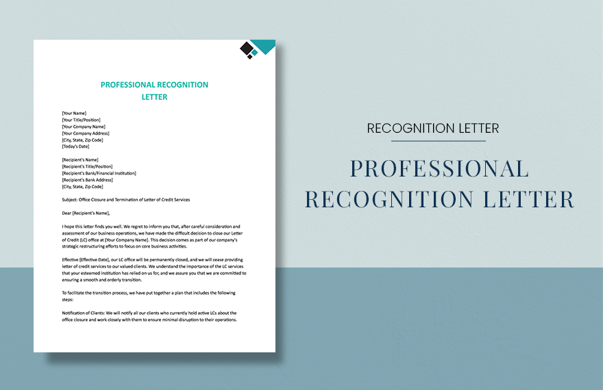 Free Professional Recognition Letter - Download in Word, Google Docs ...