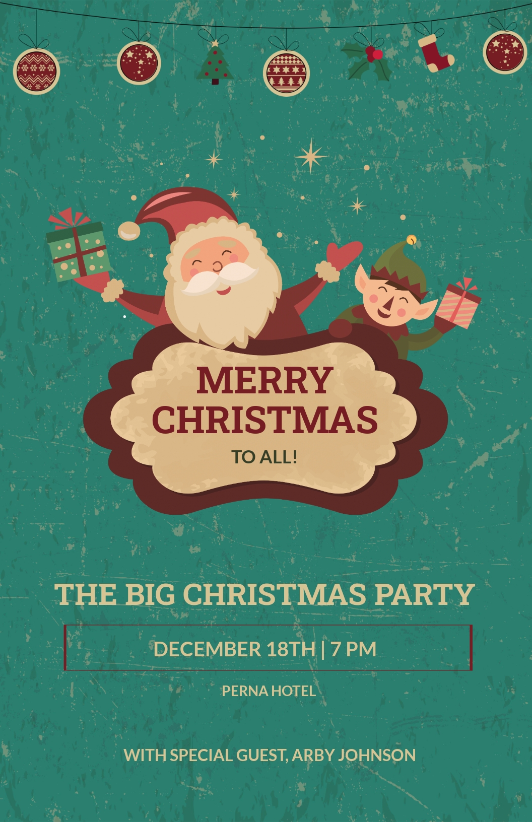 FREE Christmas Restaurant Poster Template Apple Pages PSD Template