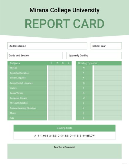Free Report Card Templates Download Ready Made Template