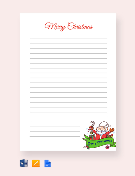 Christmas Bells Writing Paper Lined Template Google Docs Word Apple 