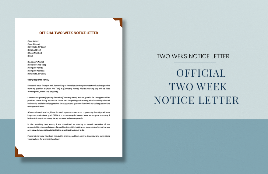 Free Official Two Week Notice Letter Download In Word Google Docs 