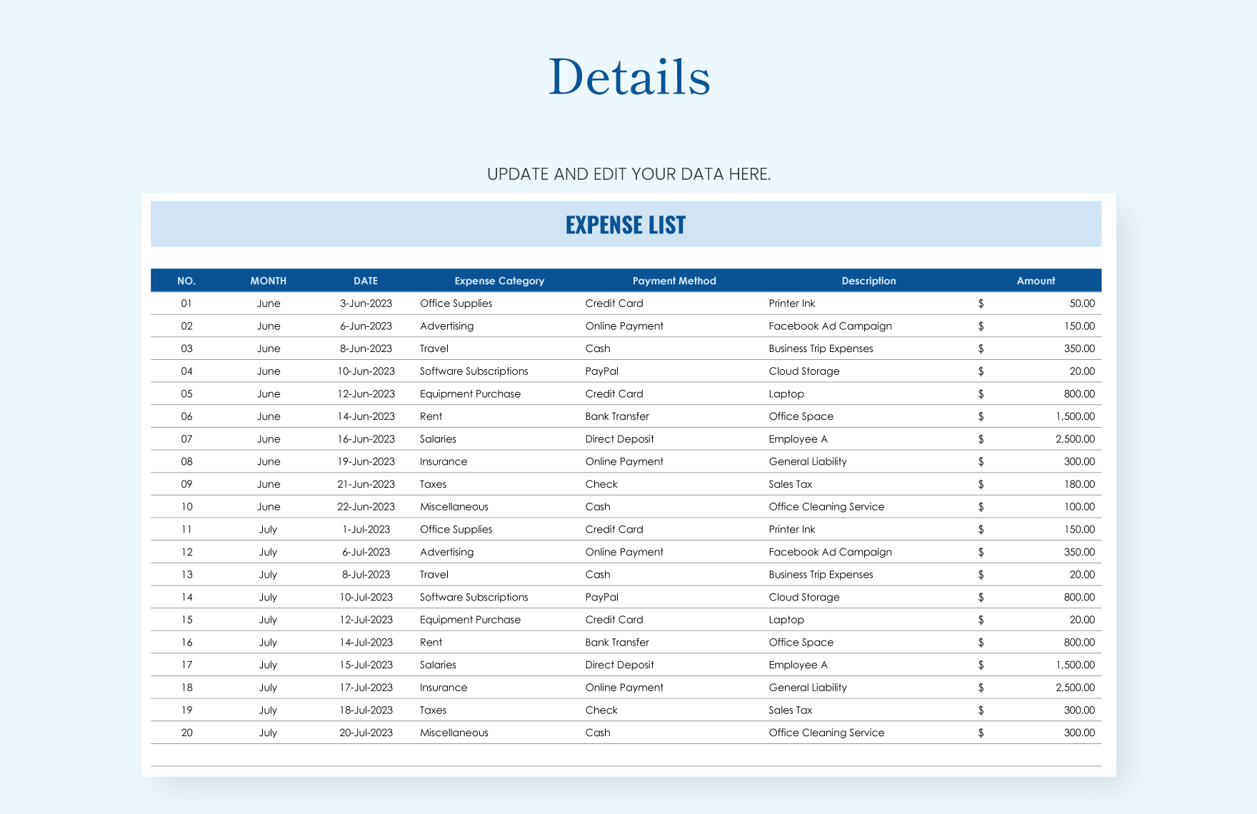 Small Business Expense Template - Download in Excel, Google Sheets ...