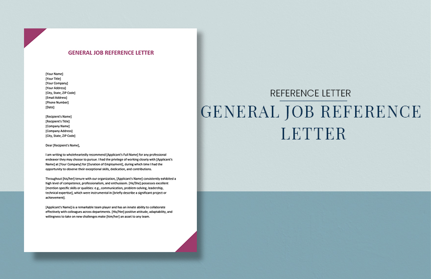 Free General Job Reference Letter Download In Word Google Docs Apple Pages Template