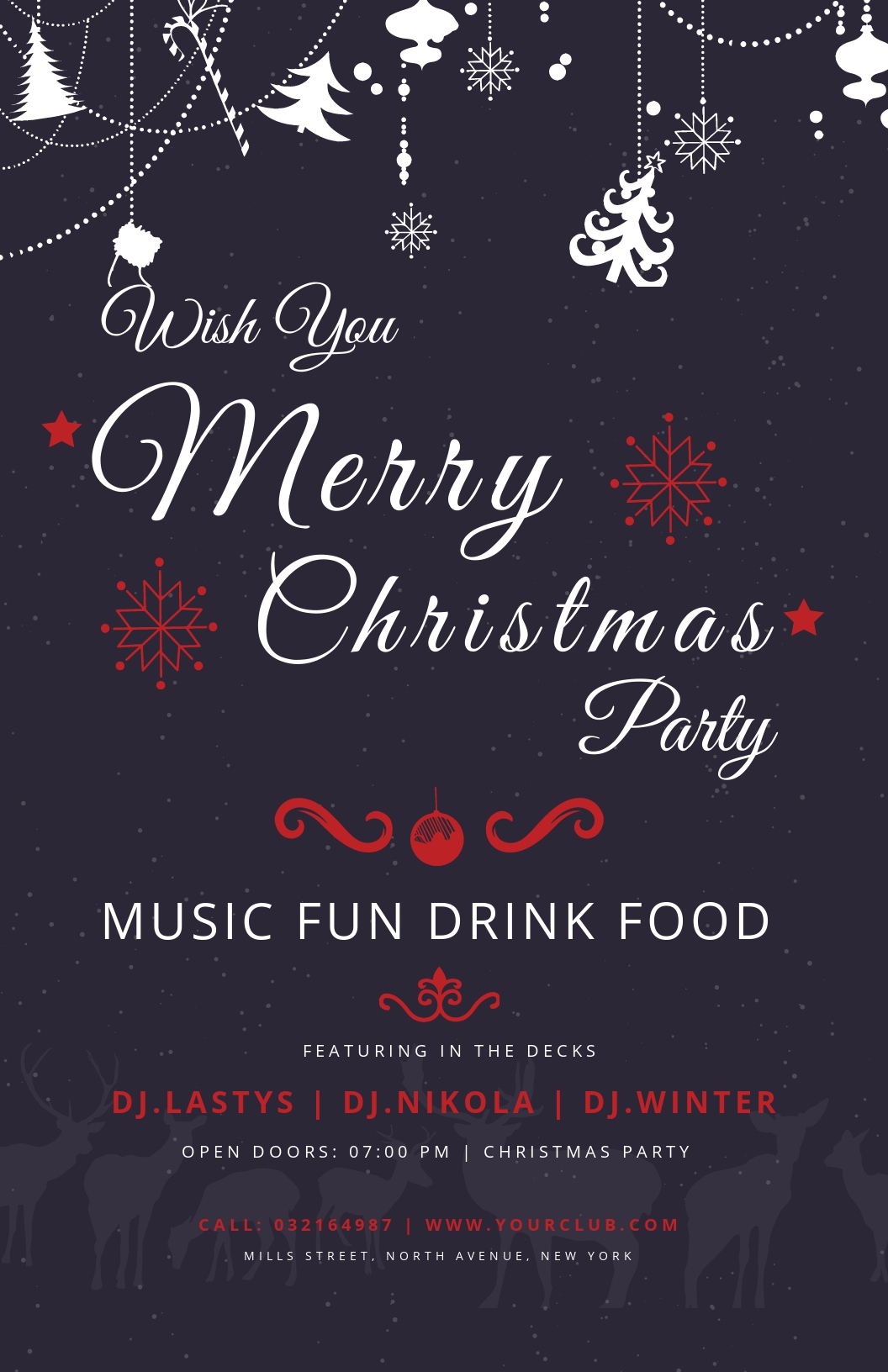 Elegant Christmas Party Poster Template Free JPG Apple Pages PSD