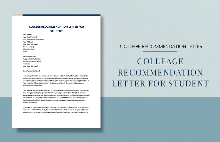 Free Letter of Recommendation for Student Intern - Download in Word ...