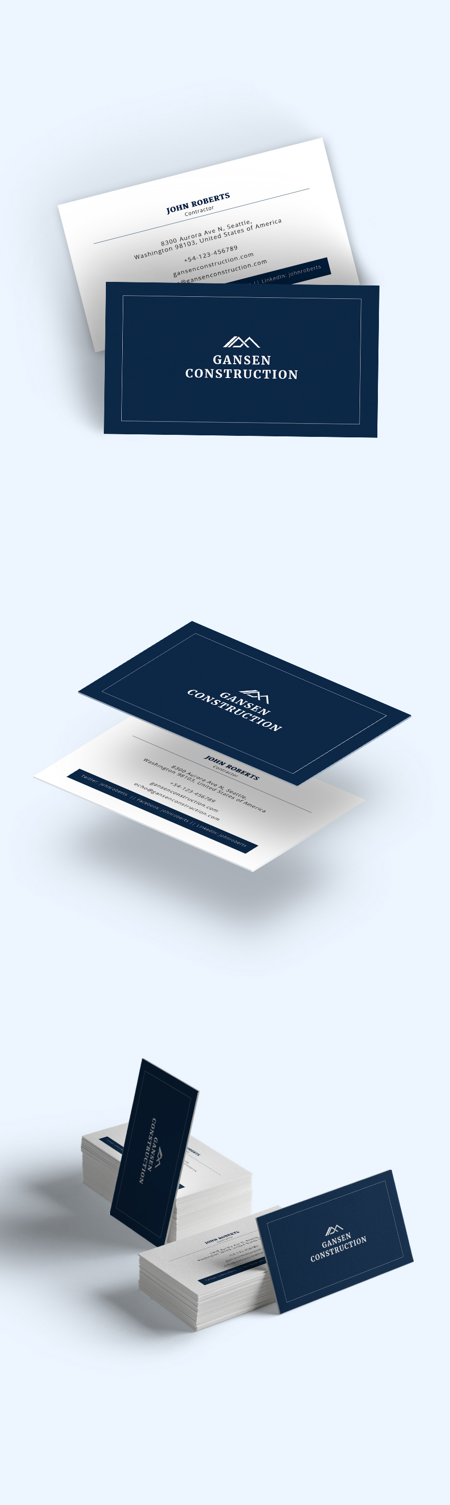 Simple Construction Business Card Template - Illustrator, InDesign ...