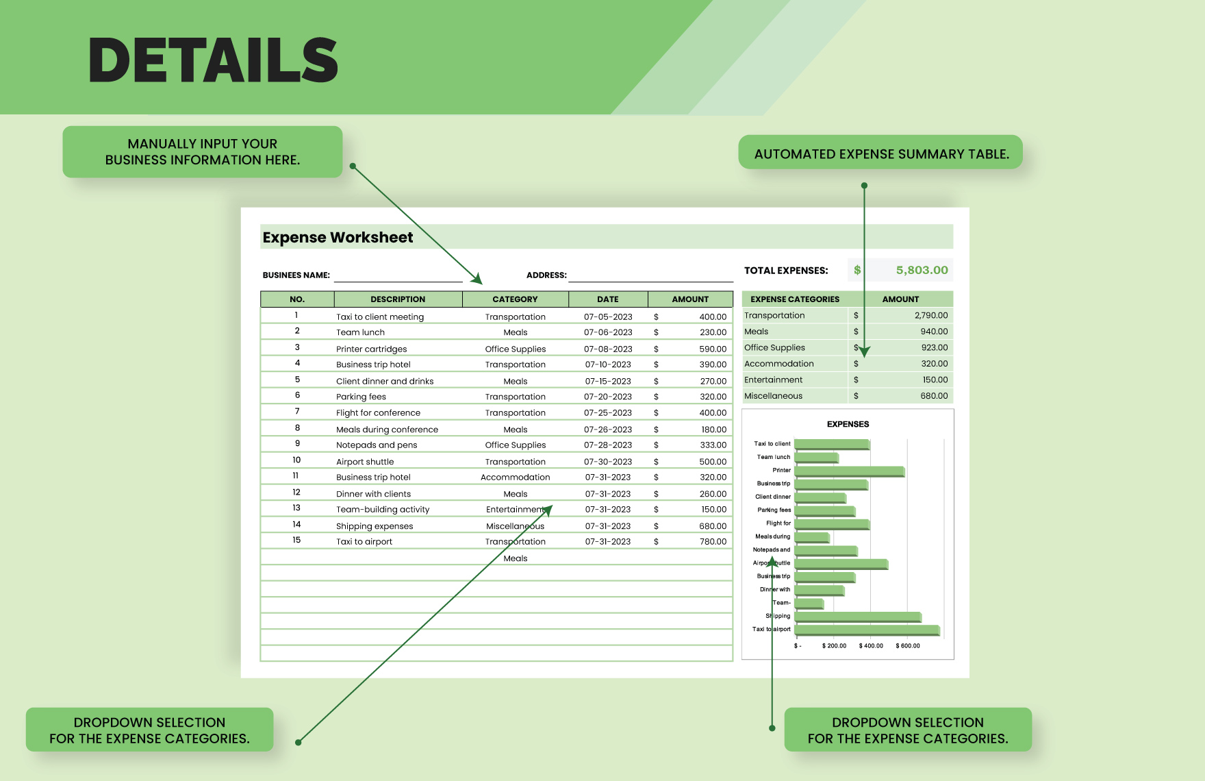 Expense Worksheet Template - Download in Excel, Google Sheets ...