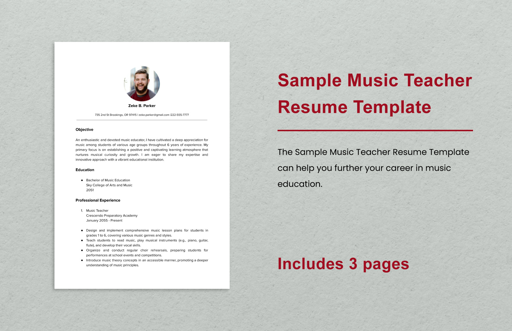 Sample Music Teacher Resume Template Download In Word Google Docs 