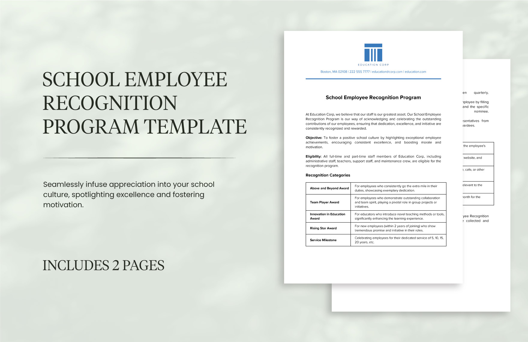 School Employee Recognition Program Template Download In Word Google Docs PDF Template