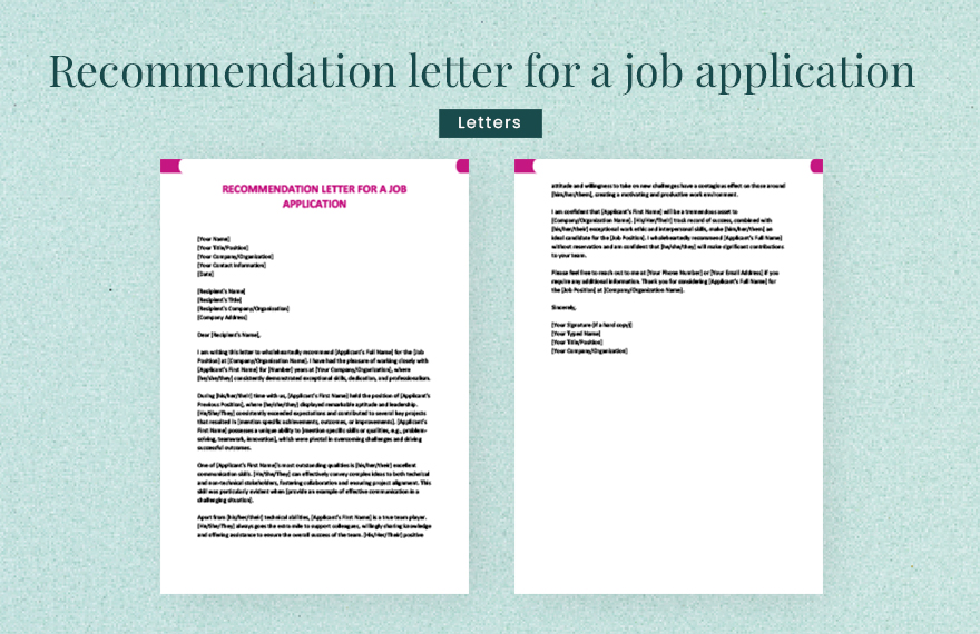 Free Recommendation Letter For A Job Application Download In Word Google Docs Apple Pages 