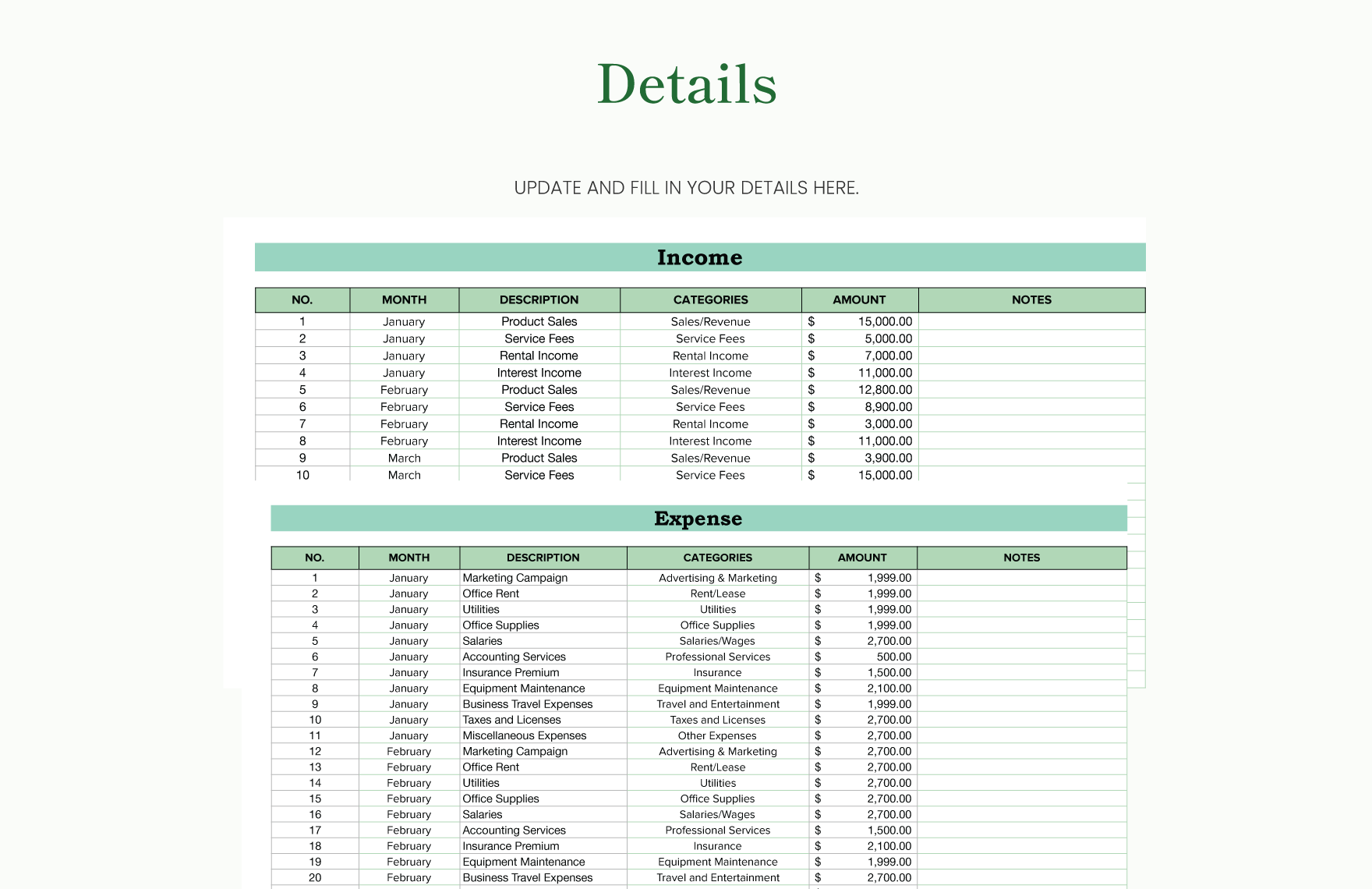 Business Income and Expense Tracker Template - Download in Excel ...