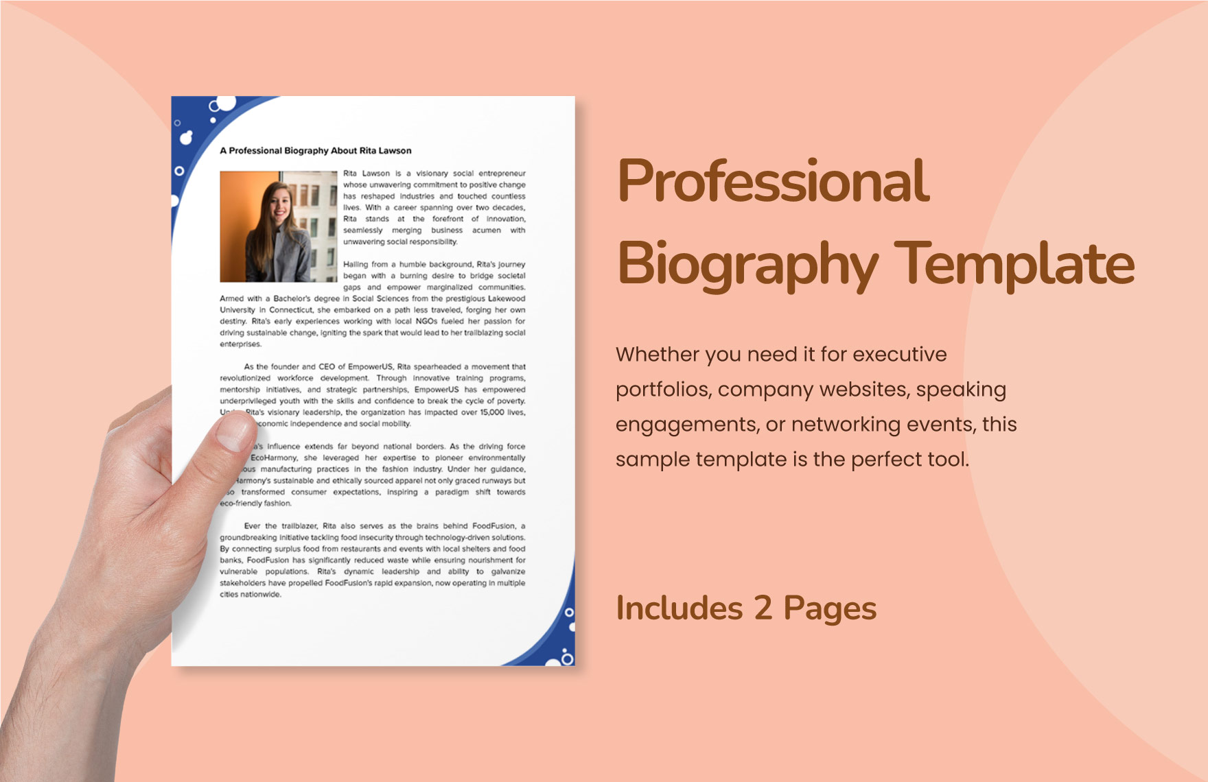 Editable Professional Bio Templates In PDF To Download