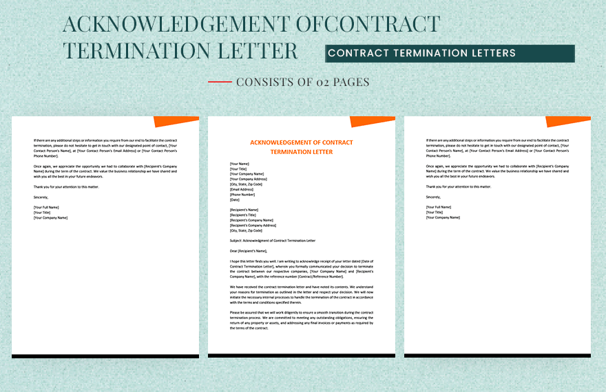 Free Acknowledgement Of Contract Termination Letter Download In Word 