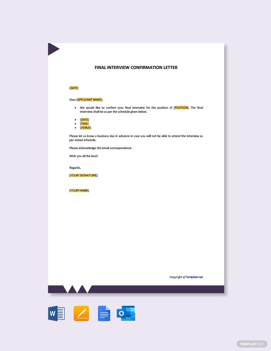 Confirmation Letter Download In Word Google Docs PDF Apple Pages 