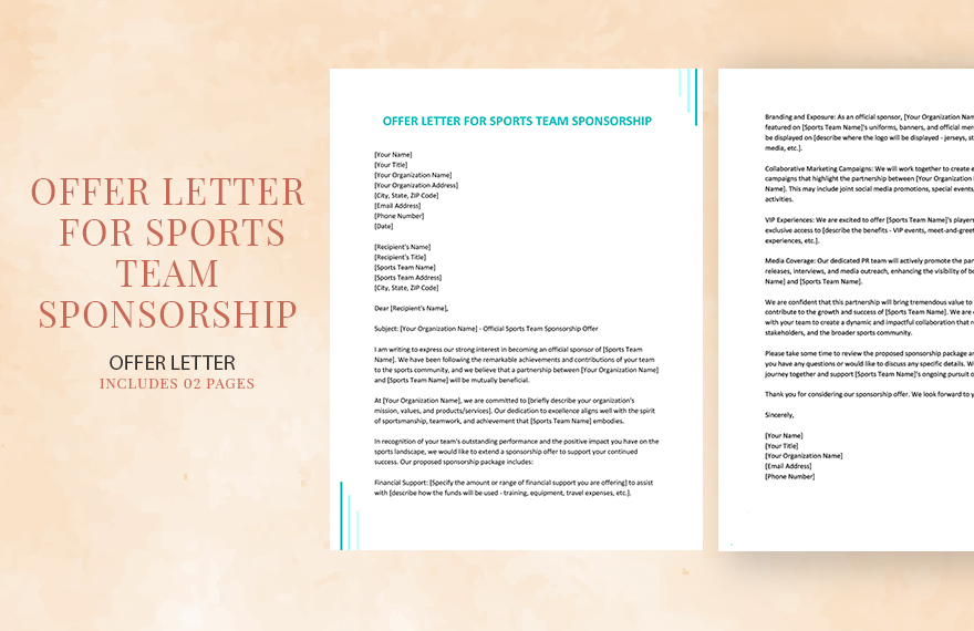Free Offer Letter For Sports Team Sponsorship Download In Word 