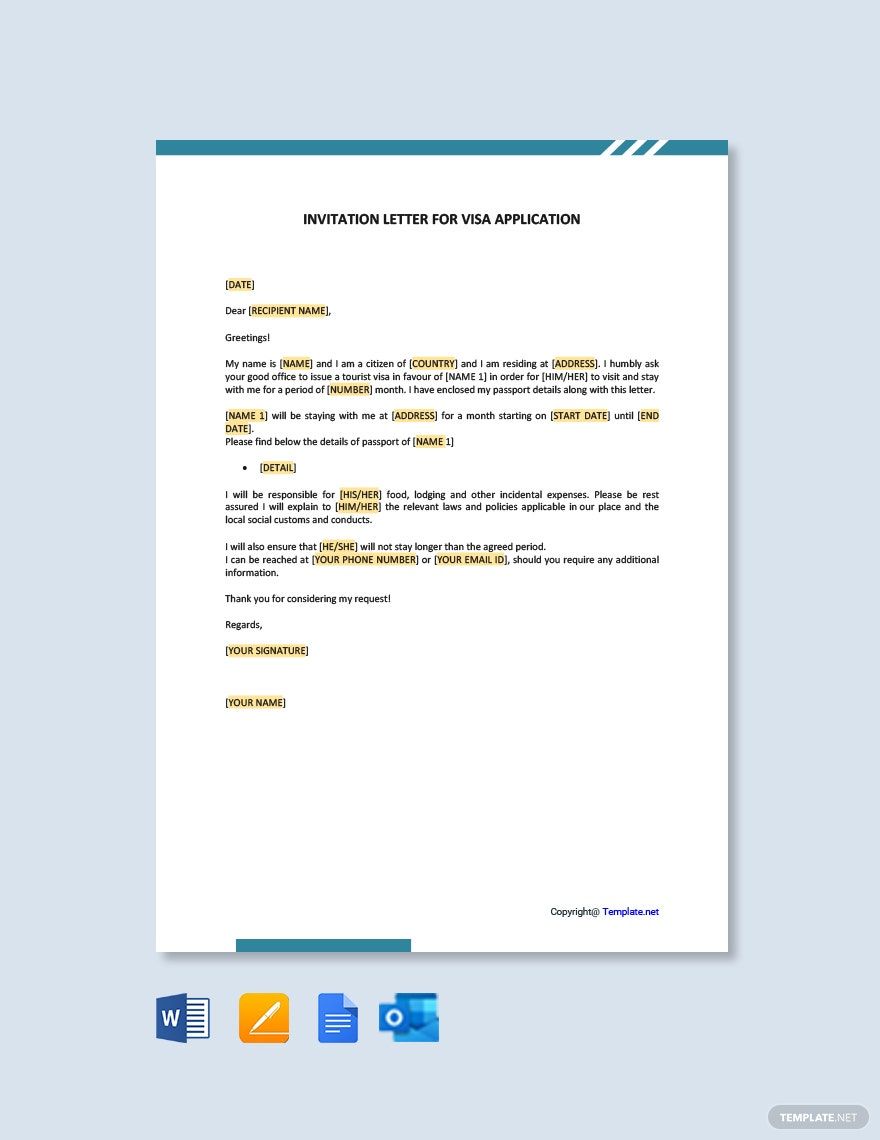 Visa Invitation Letter Template In PDF FREE Download Template