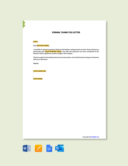 Free Formal Thank You Letter For Appreciation Template - Google Docs ...