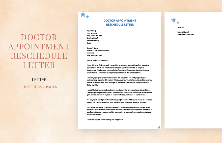 Doctor Appointment Reschedule Letter In Word Google Docs Pages