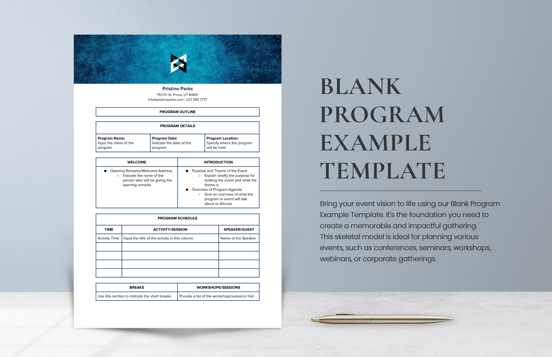Free Blank Program Example Template Download In Word Google Docs 
