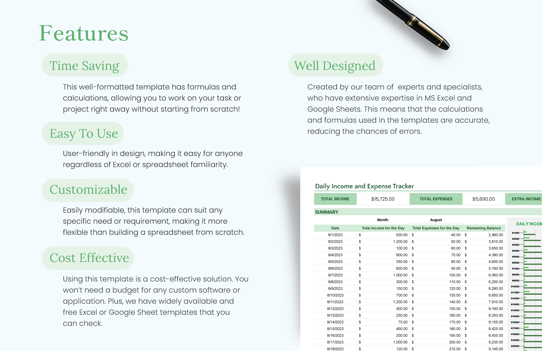 Daily Income and Expense Tracker Template - Download in Excel, Google ...