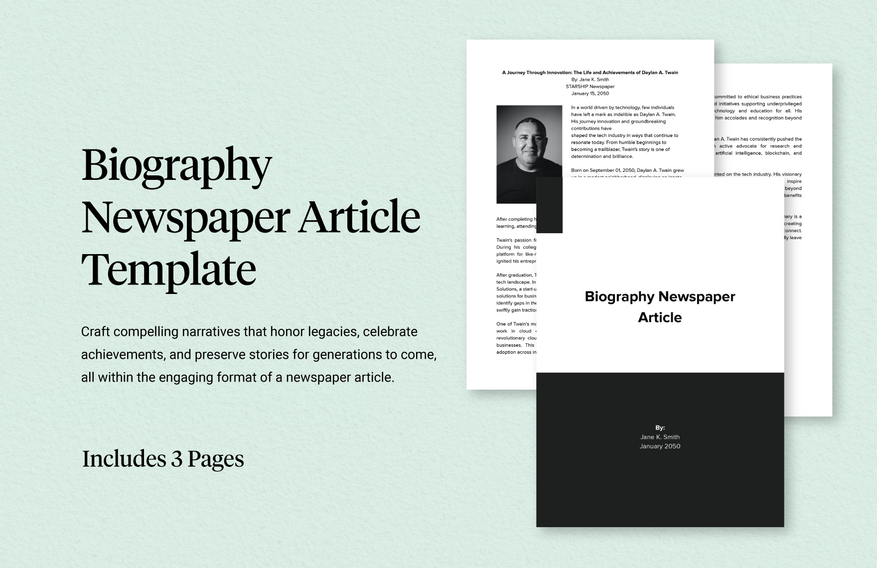Biography Newspaper Article Template Download In Word Google Docs 