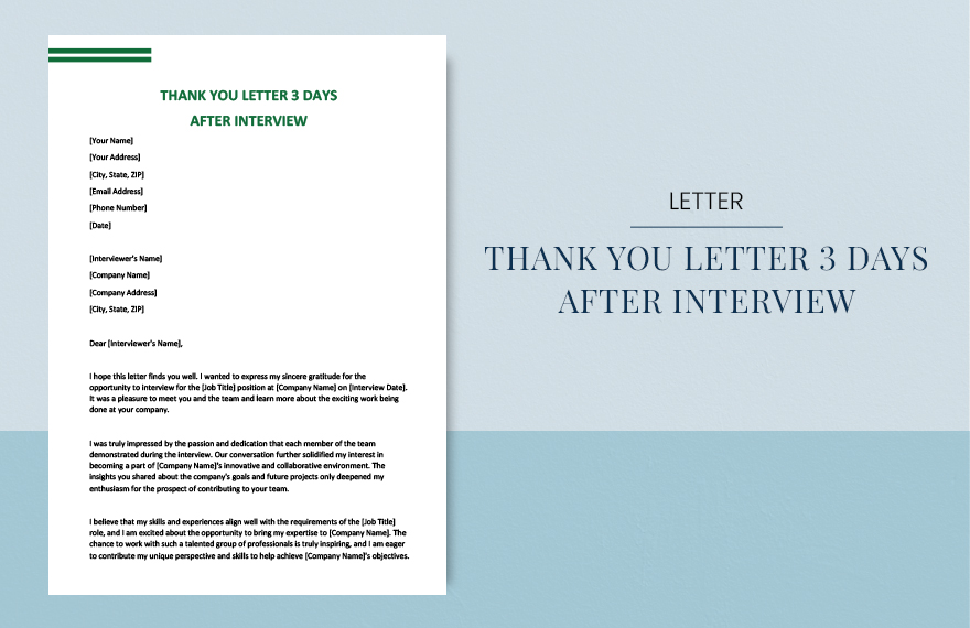 Free Thank You Letter 3 Days After Interview Download In Word Google Docs Apple Pages 
