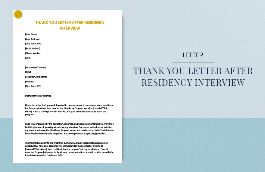 Thank You Letter After Residency Interview In Word Google Docs Pages