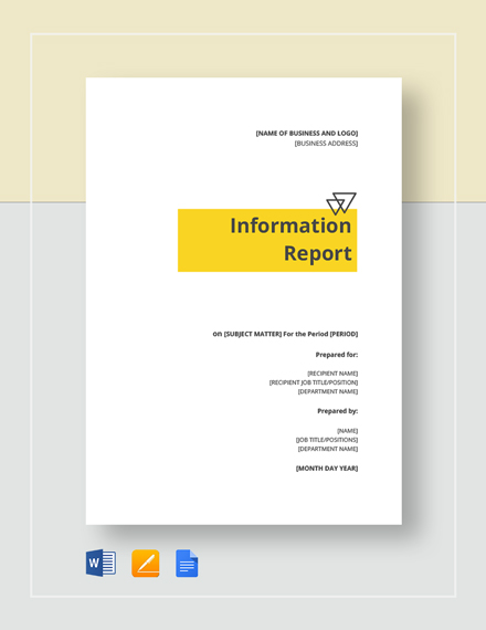 9+ Information Report Templates - Free PDF, Google Docs, MS Word, Apple ...