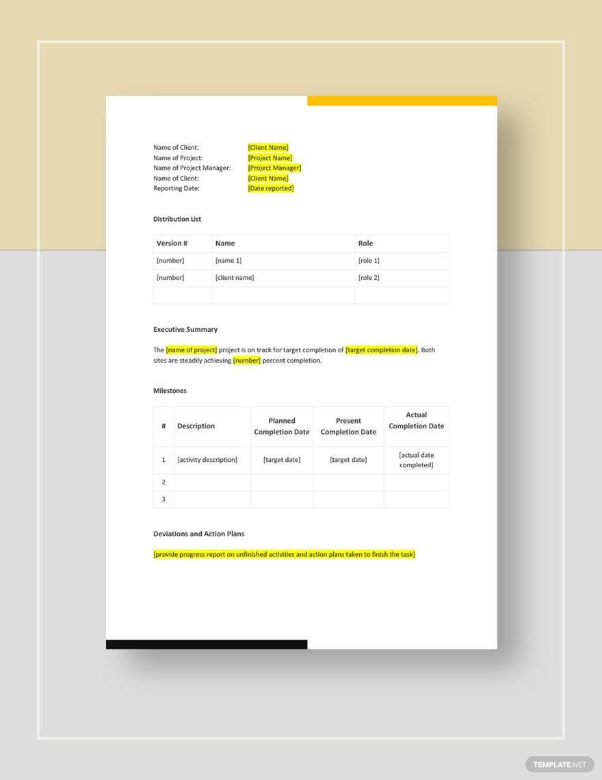 Construction Project Management Report Template Google Docs Word 