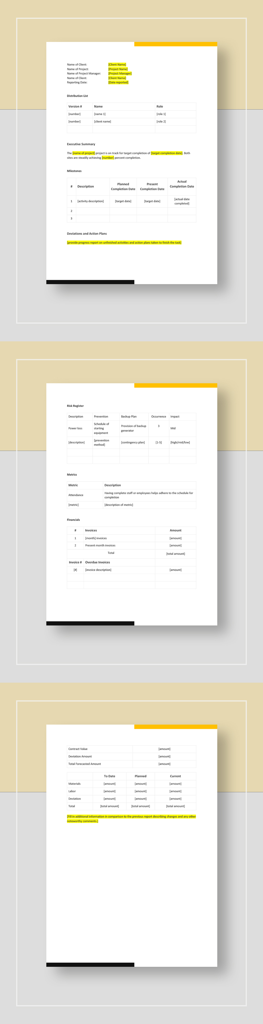 Construction Project Management Report Template - Google Docs, Word ...
