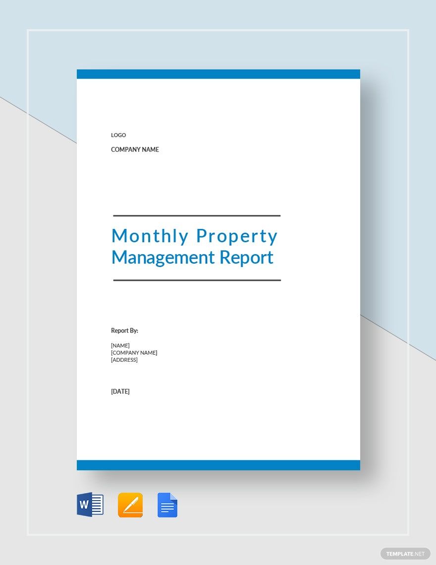 Monthly Property Management Report Template Google Docs Word 