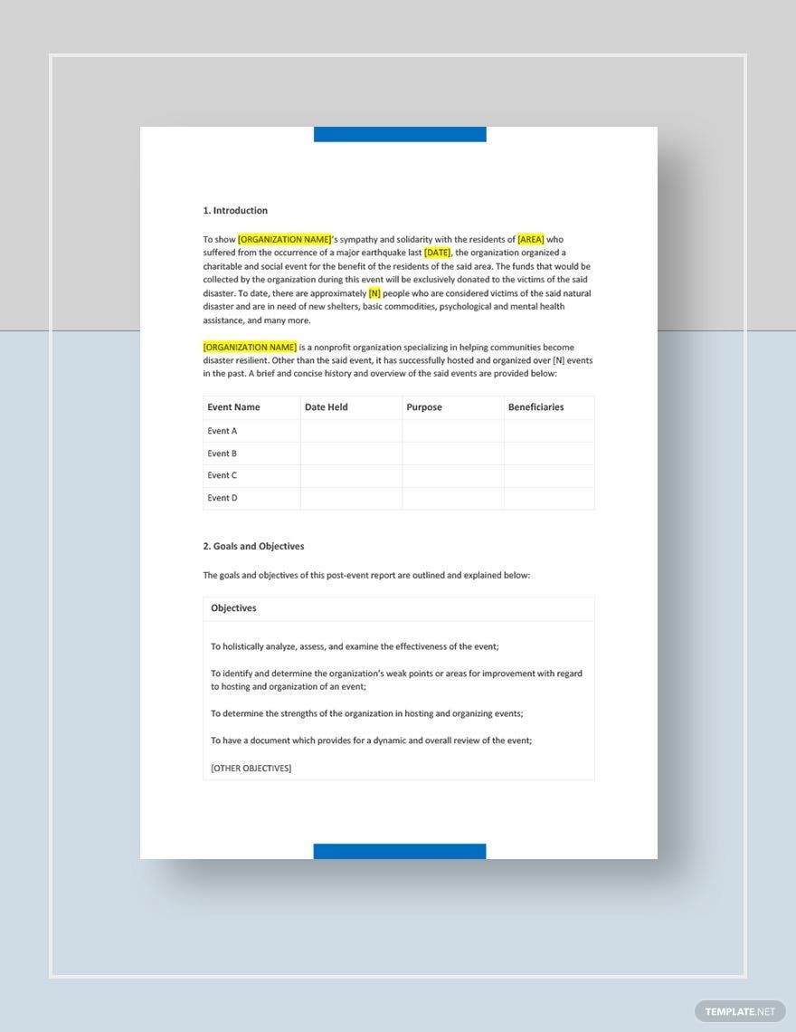Post Event Report Google Docs Word Apple Pages Template