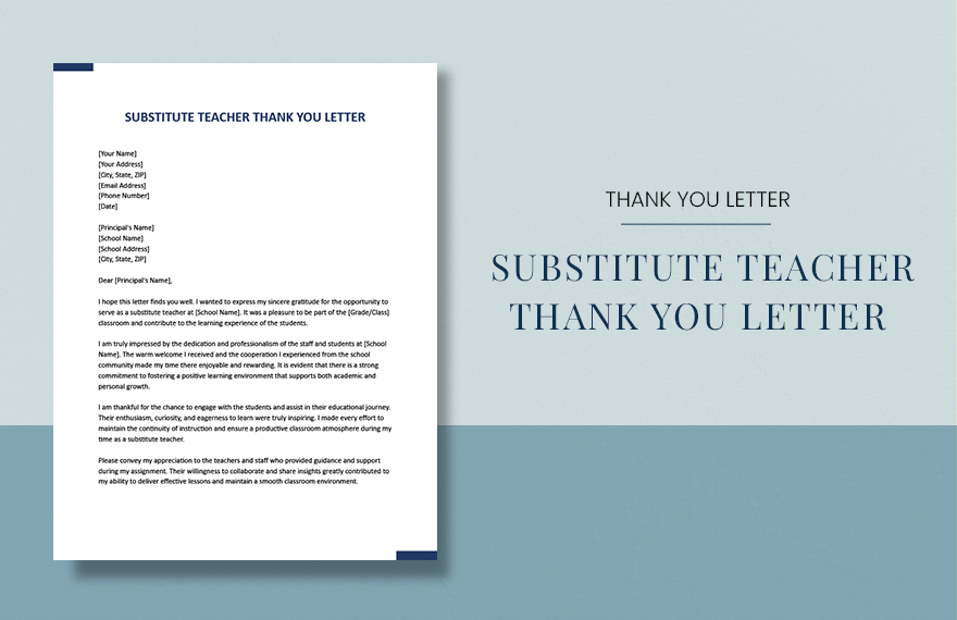 Free Substitute Teacher Thank You Letter Download In Word Google 