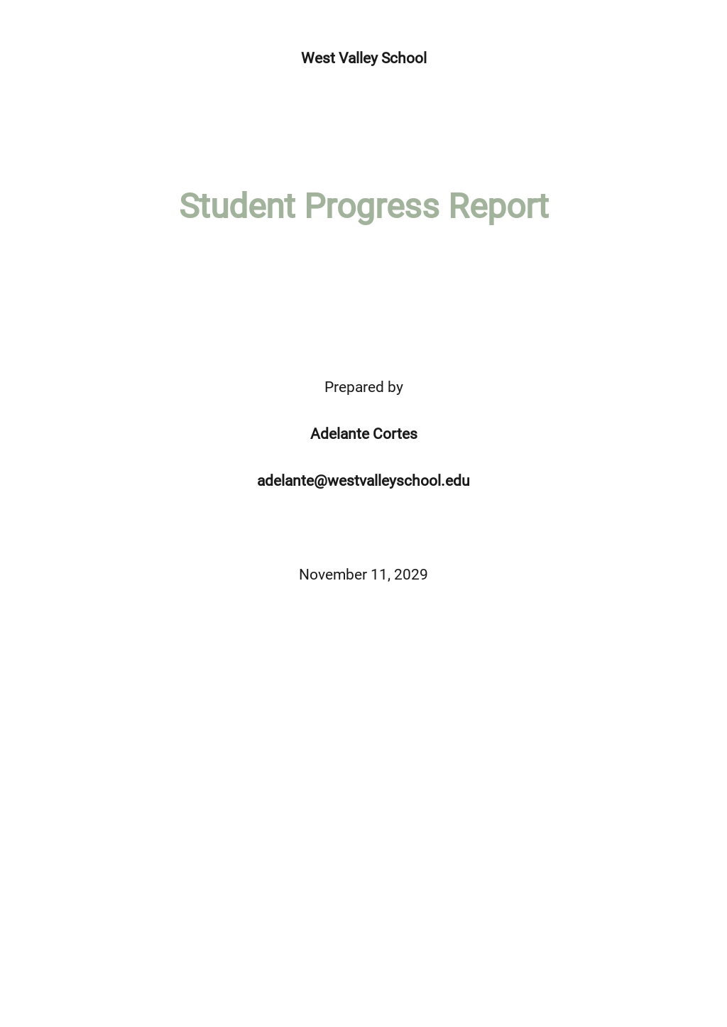 Student Progress Report Card Template Google Docs Word Apple Pages