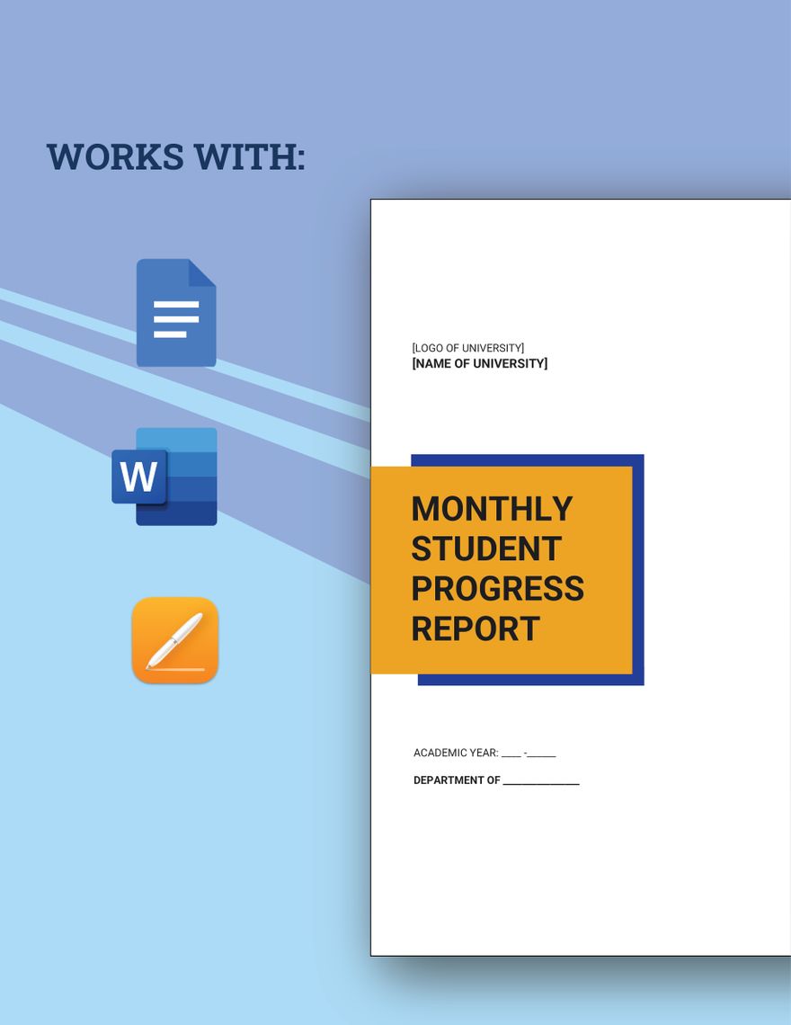 Student Progress Report Template - Download in Word, Google Docs, Apple ...